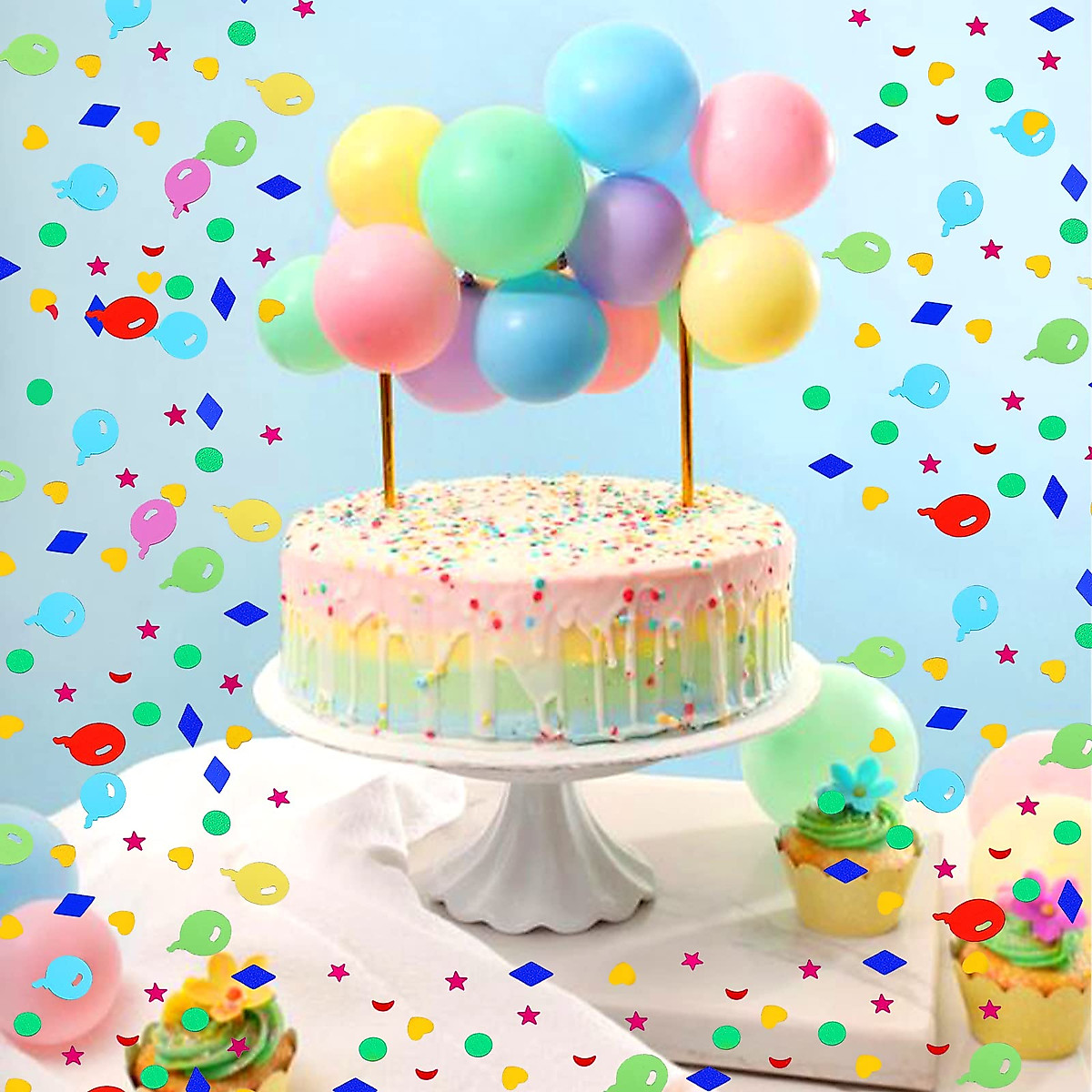 Keaziu 2589Pcs Party Confetti Happy Birthday Table Confetti Balloon Star Heart Confetti Table Scatter Confetti Decorations for Birthday Party Baby Shower DIY Arts and Crafting