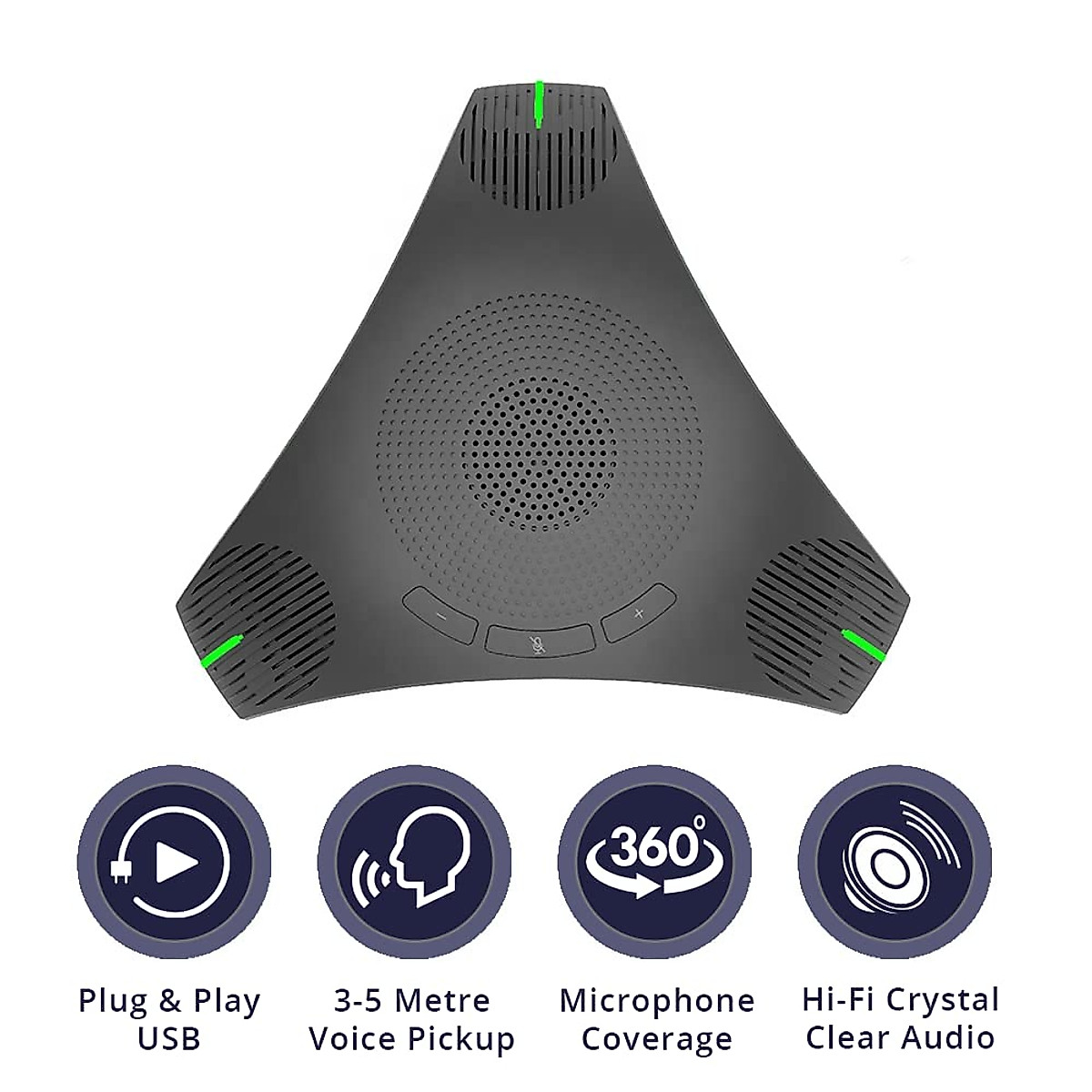Project Telecom | Omni-Directional Hi-Fi Audio Conference USB Speakerphone with Microphone | Compatible with Microsoft Teams | Zoom | Cisco Webex | VoIP Softphone Applications