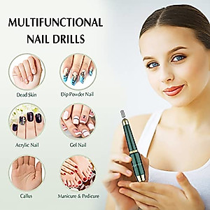 Electric Nail File, Nail Drills for Acrylic Nails Professional Gel Nail Kit Portable Efile Nail Drill with LED Display, Nail Drill Machine Manicure Pedicure Tool Nail Kit for Beginners with Everything