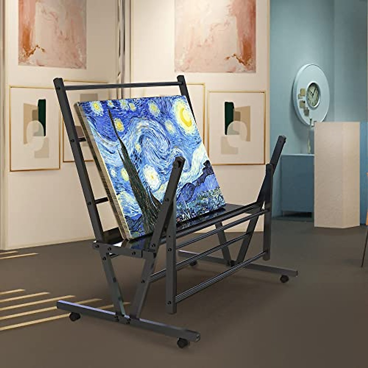 Baoz Art Metal Print Rack Storage Rack Portable Display Rack with Rolling Casters Printing Drying Display for Artworks, Posters, Prints