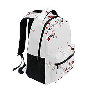 ALAZA Japanese Cherry Blossom Sakura Large Backpack for Girls Kids School Women Personalized Laptop iPad Tablet Travel School Bag with Multiple Pockets for Men Women College