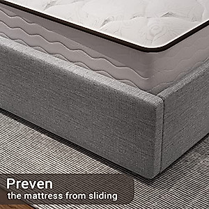 ADORNEVE LED Full Size Bed Frame with Storage Drawers, Upholstered Platform Bed Frame Full with LED Lights and Charging Station, Sturdy Wooden Slats Support, No Box Spring Needed, Light Grey