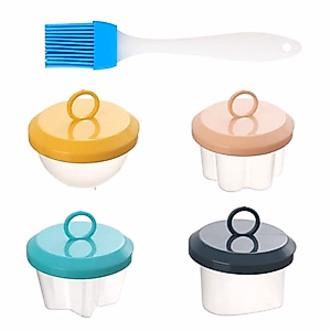 4 Pack Egg Poacher with Brush Egg Cooker Hard Boiled Eggs without Shell Egg Poaching Cups Egg Boiler Egg Maker For Breakfast Sandwiches