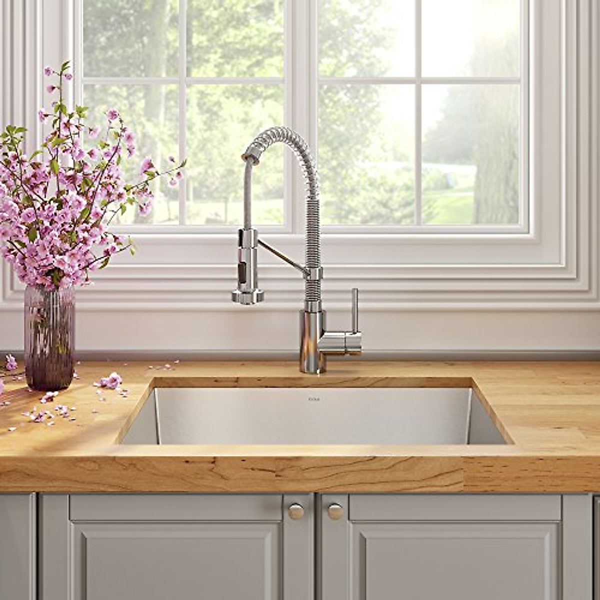 KRAUS 24-inch 18 Gauge Pax Laundry and Utility Sink Combo Set with Bolden 18-inch Kitchen Faucet and Soap Dispenser, Chrome KHU24L-1610-53CH