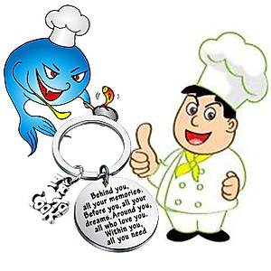 FEELMEM Future Chef Gift Chef Keychain Behind You All Your Memories Cooking Jewelry Culinary School Graduation Gift