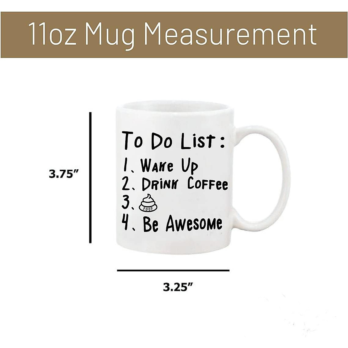 Generic Funny Coffee Mug with To Do List & Poop, white 11 Oz, Funny Mugs Gay Gifts, , Novelty, Suit for Home & Office