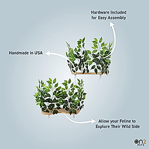 On2Pets Cat Shelves Wall-Mounted Cat Trees Cat Furniture for Climbing, Playing and Relaxing, Set of 2, Indoor Cat Shelf Made in USA… (Zen Green, Curved)