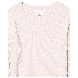 Amazon Essentials Women's Lightweight Long-Sleeve Cable Crewneck Sweater (Available in Plus Size), Light Pink, Large