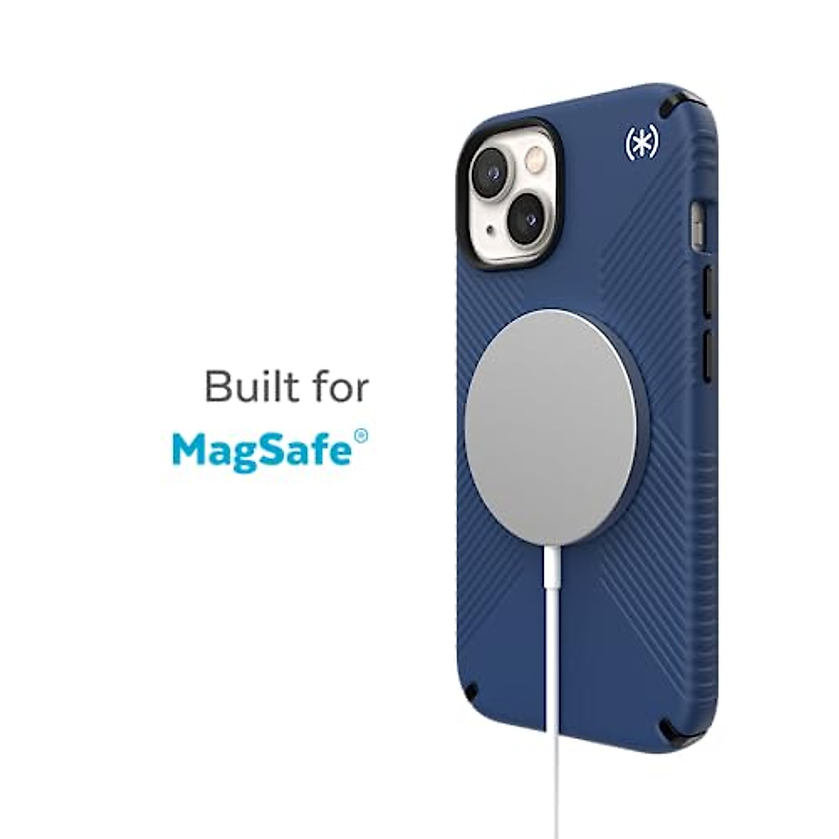 Speck iPhone 14 Plus Case - Drop Protection, Scratch Resistant, Dual Layer Slim Phone Case for 6.7 Inch iPhones 14 Plus - Built for MagSafe - Presidio2 Grip - Coastal Blue/Black/White