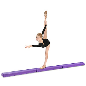 Oteymart 9FT Folding Balance Beam Extra Firm Foam Floor Gymnastic Beam Anti-Slip Base Equipment for Home Training, Kids, Adults
