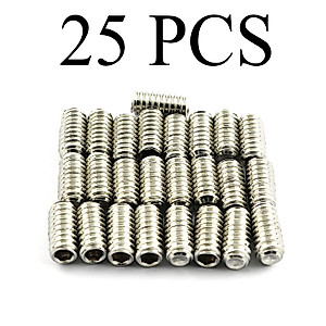 RuiLing 25PCS 1/4-20x1/2" Hexagon Hex Socket Set Screws 304 Stainless Steel Full Thread Cup Point Grub Screws