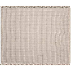 SAFAVIEH Montauk Collection 6' Square Ivory/Grey MTK340A Handmade Flatweave Boho Farmhouse Cotton Tassel Fringe Living Room Dining Bedroom Area Rug