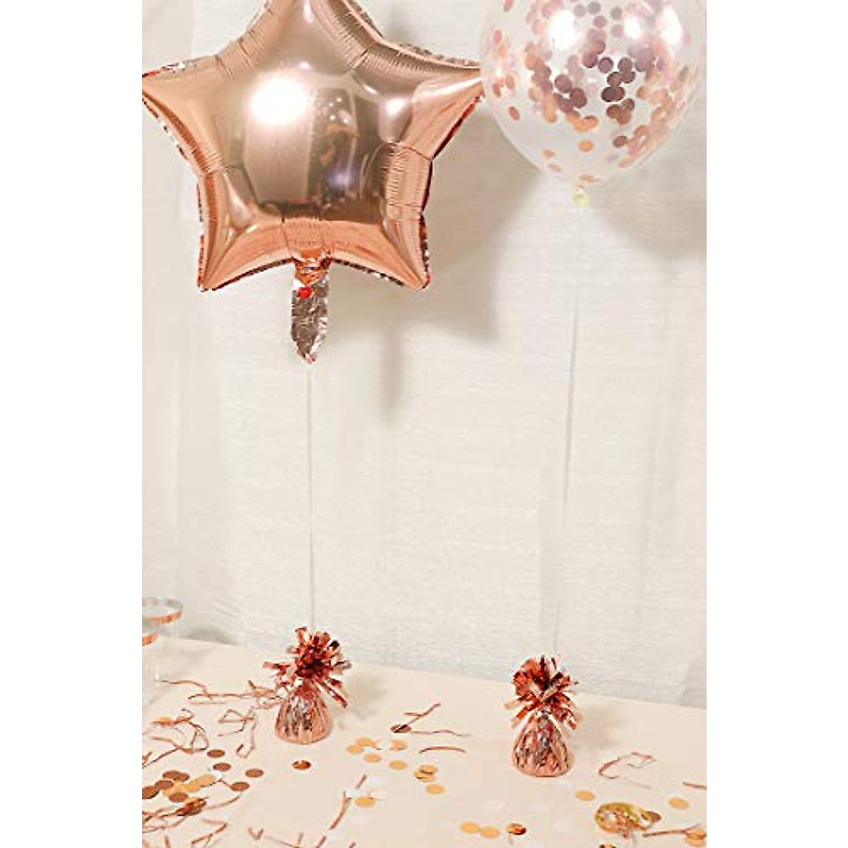 UNIQOOO 12Pcs Metallic Rose Gold Heavy Solid Balloon Weights Pack Holder, Table Centerpiece DIY Décor For Christmas Thanksgiving Birthday Party Favors, Wedding Baby Shower, Large 5 OZ 140 G. 5.5 Inch