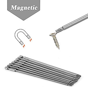 Mesee 8Pcs Long Torx Screwdriver Bit Set, 1/4 Inch Hex Shank T8-T40 Security S2 Magnetic Star Torx Head Screw Screwdriver Drill Bits Accessory Tool | 150mm Length