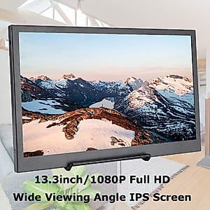 13.3in Monitor, 1920 * 1080 16:9 HDR Game Monitor, Portable Dsplay Screen, Full HD Wide Viewing Angle Screen, Dual Speakers