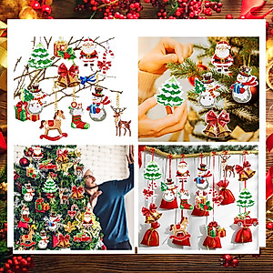 Ferraycle 12 Pieces Christmas Diamond Painting Kits 5D DIY Diamond Painting Keychain Christmas Hanging Diamond Art Kits Diamond Art Christmas Ornaments for Kids Crafts Family Decor (Classic Style)