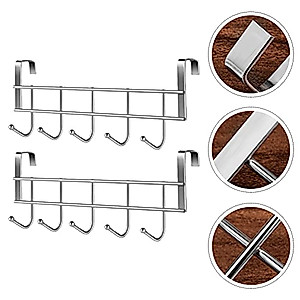 Garneck 2pcs Over The Door Hooks Stainless Steel Towel Hook Coat Hanger Rack for Hanging Bags Hat Belt Scarves Leashes Hallway Entryway Office