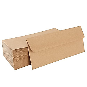 100-Pack #10 Brown Kraft Paper Business Envelopes Bulk for Checks, Invoices, Gift Certificates, Mailing Letters, Invitations, Documents, Forms, and Statements (4-1/8X9-1/2 in)
