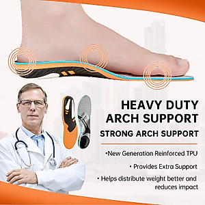 Walkomfy Plantar Fasciitis Insoles High Arch Support Shoe Inserts, Pain Relief Orthotics for Foot Pain,Flat Feet,Metatarsalgia, Work Boot Insoles for Men Women, All Day Support and Comfort