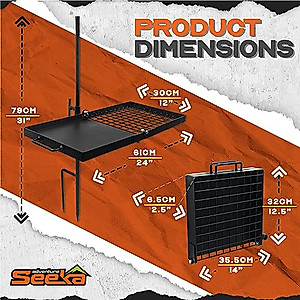 Adventure Seeka Swivel Grill - Heavy Duty, Fully Adjustable Campfire Cooking Grate and Rack