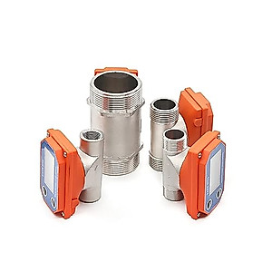 XAXAX Water Flow Meter, Electronic Digital Display Flowmeter, Dry Cell Stainless Steel LCD Flow Meter Thread Flow Sensor, Water for Farm/Garden Irrigation,Gallon, QTS, PTS, L, m³(DN20,Female Thread)