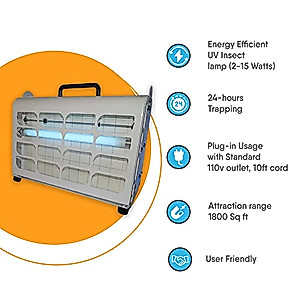 Gardner ATMX - 30, Portable Insect Control, 360 Degree, Two 15 Watt - UV Insect Lamps , Made in USA, White - Aluminum