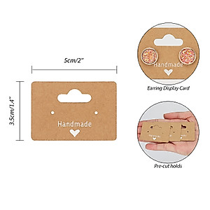 joycraft Earring Cards - 100Pcs Kraft Earring Display Holder Cards, 2"x1.3" Blank Paper Cards with 2 Holes, Jewelry Display Cards for Selling, Hanging Earring, Jewelry,DIY Crafts, Retail