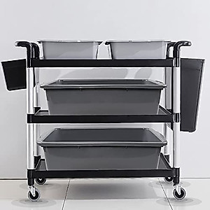 Yarebest 32 Liter Large Plastic Bus Trays, Commercial Bus Tub Box Set of 4, Grey