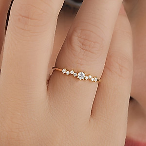 CARATRIO Engagement Rig for Women,14k Solid Gold Lab grown Cluster Ring for Wedding |Bridal gold ring promise ring |Jewellery Gift | Birthday Gift For Gold (4, Yellow Gold)