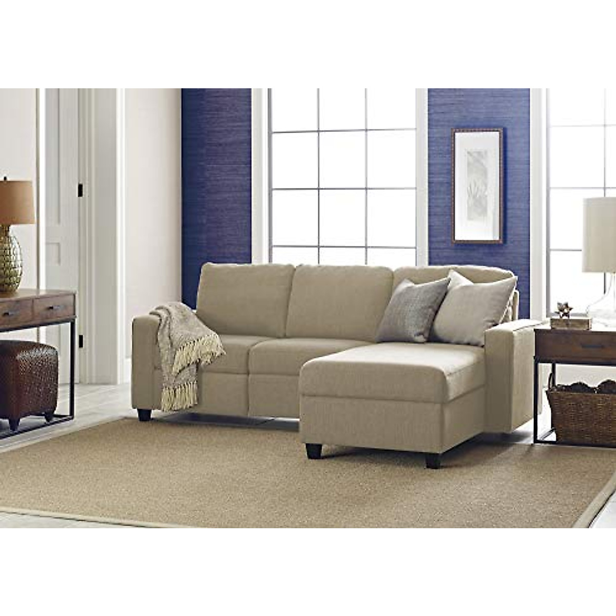 Serta Palisades Reclining Sectional with Right Storage Chaise - Beige