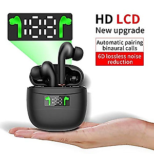 Gvoice J3 Pro TWS Smart Noise Cancelling 6D Stereo Earphone LED Digital Display Bluetooths 5.2 Wireless Earbuds (Black)
