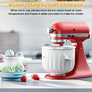 Ice Cream Attachment for Kitchenaid, As Kitchenaid Ice Cream Maker Attachment, Compatible with KitchenAid 4.5 Qt and Larger Stand Mixers