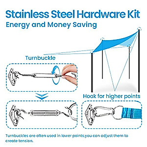 80pcs Shade Sail Hardware Kit 6 Inch for Rectangular Triangular Sun Shade Sail Installation, 304 Stainless Steel Shade Sail Hardware for Garden Courtyard Outdoors