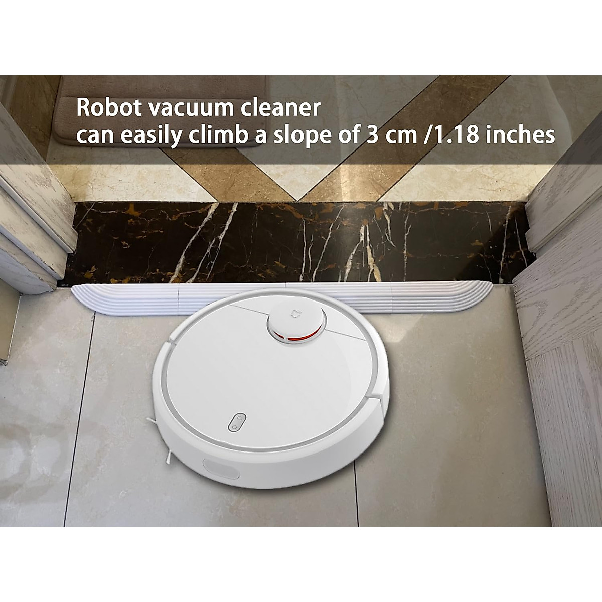 MIMAJIE Rubber Threshold ramp Sweeper Door Sill Stair Wheelchair Door Sill for Thresholds Doorways Bathroom Compatible with Roborock Xiaomi Ecovacs Vacuum Sweeper (White)