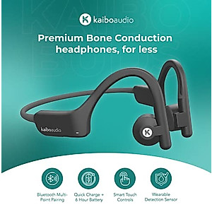 K KAIBOAUDIO Kaibo Verse - Bone Conduction Headphones - Multipoint Pairing - Open Ear Bluetooth Earphones - Water-Resistant - USB-C Quick Charging - Smart Touch Control (Midnight Black)