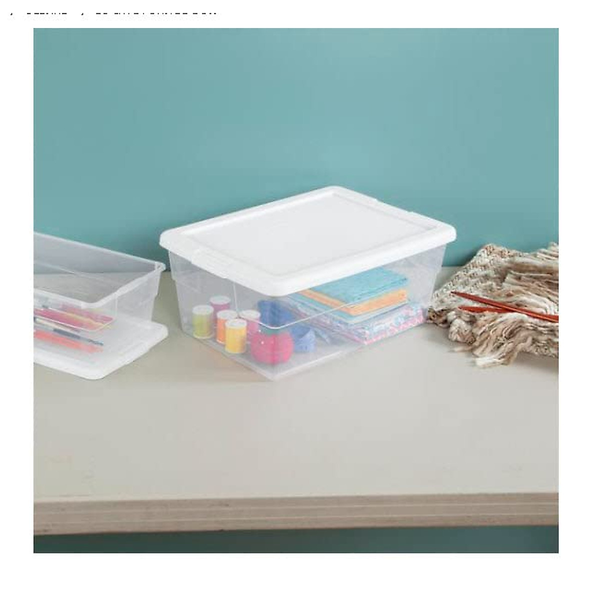16448812 (QT) Storage Box Container, White Lids & Clear Base (S20)