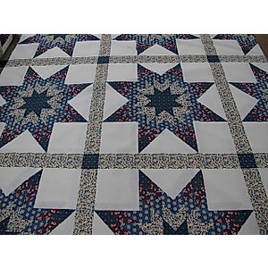 90" Wide Cheater Quilt Top Calico Star Navy. Fabric is Sold by The Yard and Cut to Order. for Example, Order of 1 Yard (Qty=1) is 36” x 90”. Order of 3 Yards (Qty=3) is 108” x 90”.