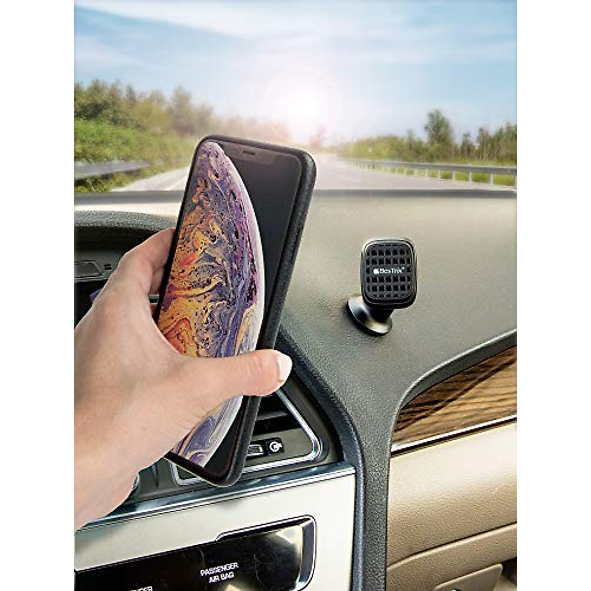 Bestrix Magnetic Phone Car Holder | Universal Magnetic Phone Mount for Car Dashboard Compatible iPhone 13 Pro max, 13 Pro, 12, 11, Xr Xs XS MAX X 8 8Plus 7 and All Smartphones up to 6.5" (Black)