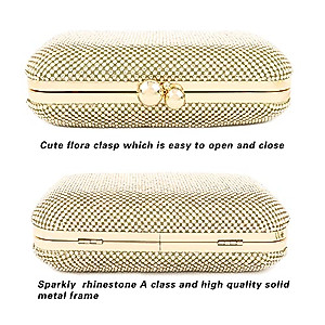 Carwales Women Evening Bag Sparkling Rhinestone Purse Wedding Handbags and Clutch Purses for Women Evening Elegant Bridal Clutch(Gold)