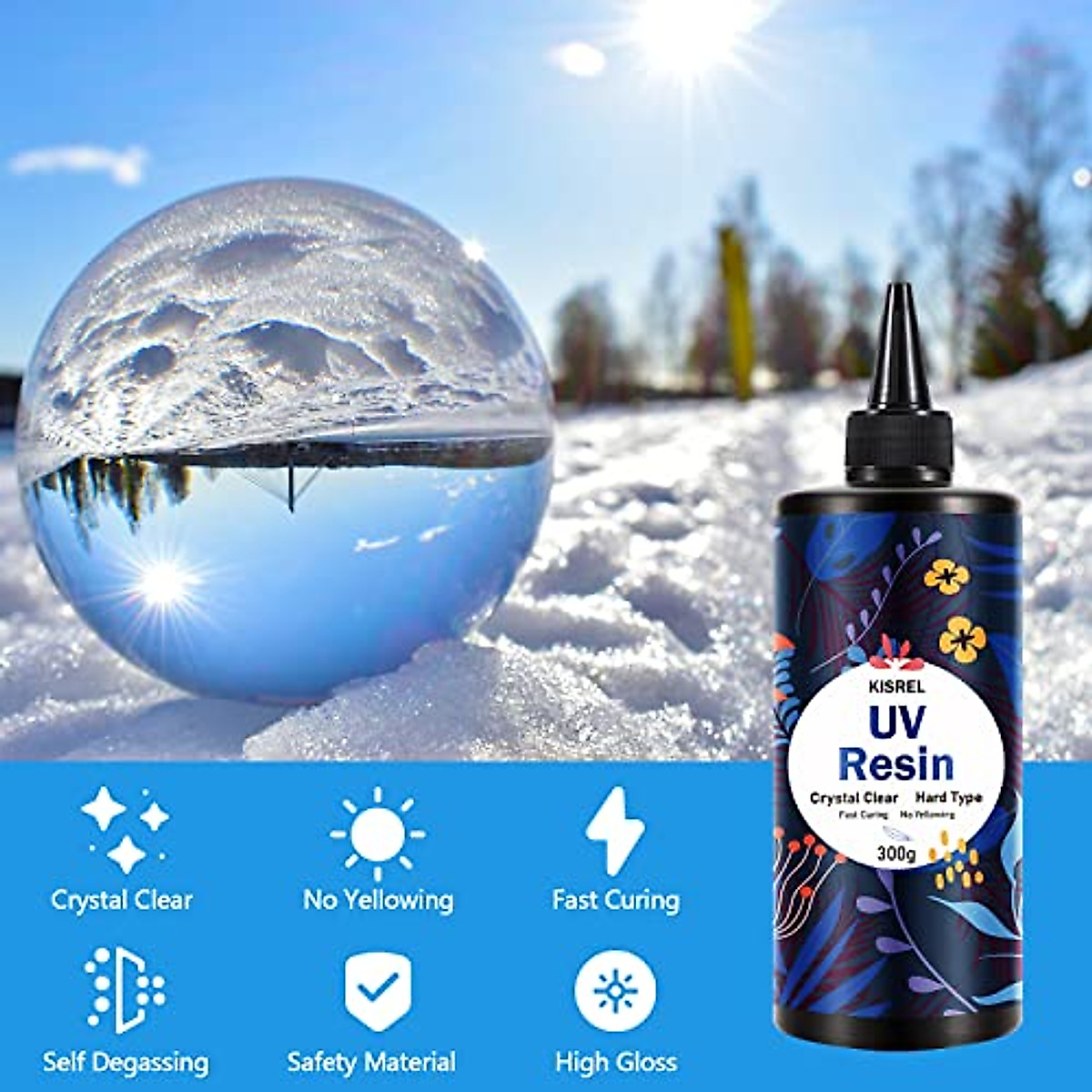 UV Resin 300g - Upgraded UV Resin Kit, Hard Type Crystal Clear Ultraviolet Curing UV Epoxy Resin for Craft Jewelry Making