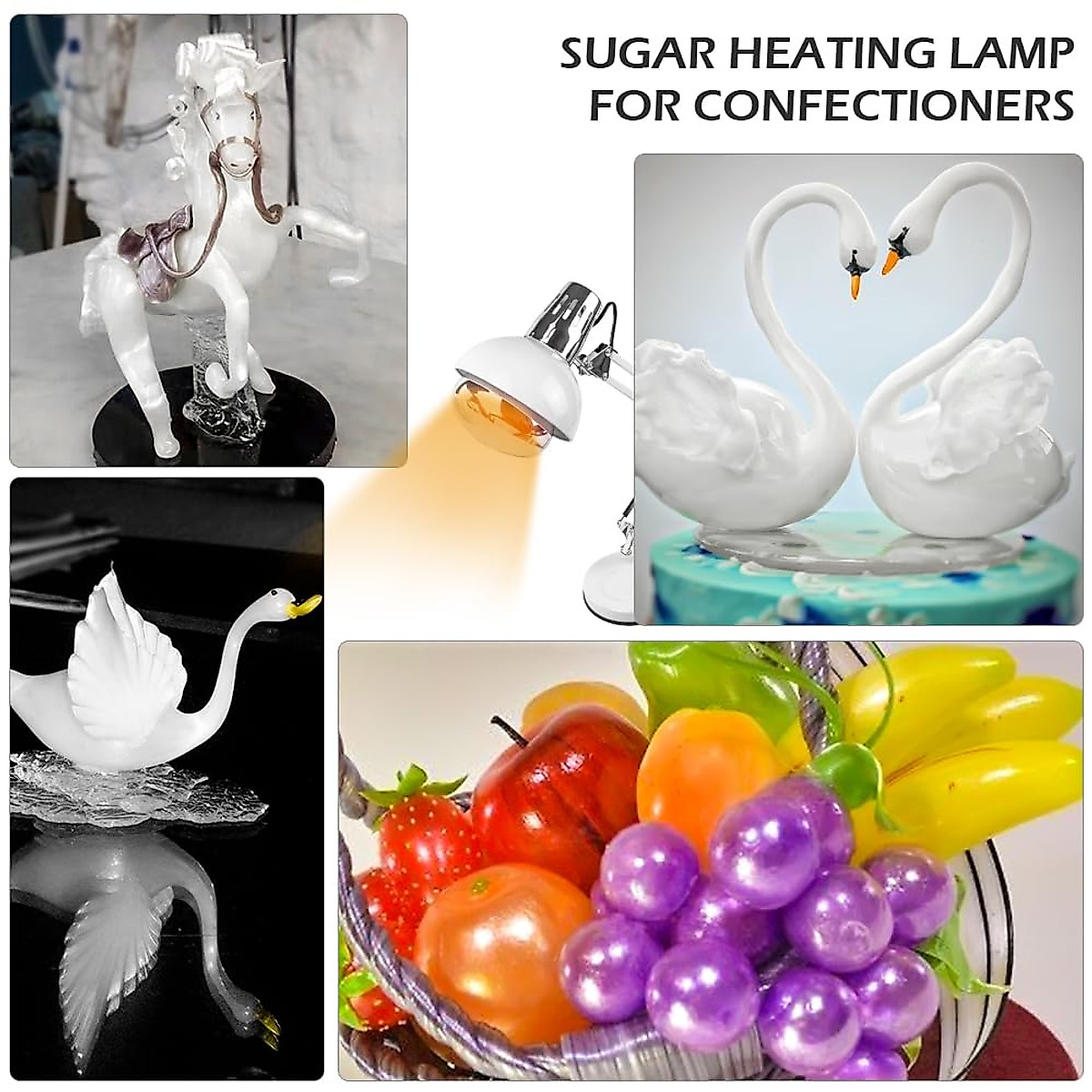 DUEBEL Heating Lamp for Candy Making –Affordable Candy Heater Perfect for Beginners in Sugar Art, Baking, and Confectionery - White & Silver Plating
