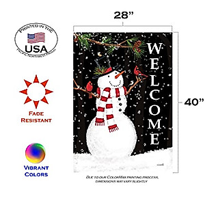Toland Home Garden 1012572 Forest Snowman Welcome Winter Flag 28x40 Inch Double Sided Winter Garden Flag for Outdoor House Flag Yard Decoration