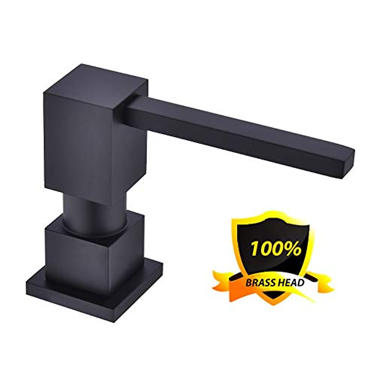 Fonveth Contemporary Design Kitchen Sink Countertop Soap Dispenser, Solid Brass Built in Hand Soap Dispenser Pump Matt Black