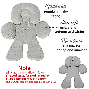 Pro Goleem Infant Car Seat Head Neck Body Support, Ultra-Soft Minky and Microfiber Newborn Car Seat Insert, Perfect for Car Seat, Stroller, 2-in-1 Reversible, for Boys and Girls, Gray