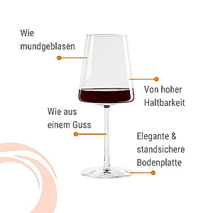 Stölzle Lausitz Power Red Wine Glasses 517 ml, Set of 6 Red Wine Glasses, Dishwasher-Safe, Lead-Free Crystal Glass, Elegant and Shatter-Resistant