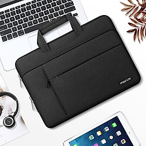 MOSISO Laptop Shoulder Bag Compatible with MacBook Air/Pro,13-13.3 inch Notebook,Compatible with MacBook Pro 14 inch 2023-2021 A2779 M2 A2442 M1 with Vertical & Horizontal & Raised Pockets, Black