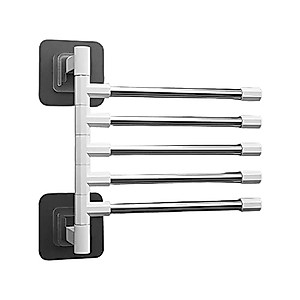 DIEWU Stainless Steel Wall Mounted Swivel Bathroom Towel Rack, Space Saving Towel Hanger for Bathroom, Kitchen(5 Towel Bar,White)