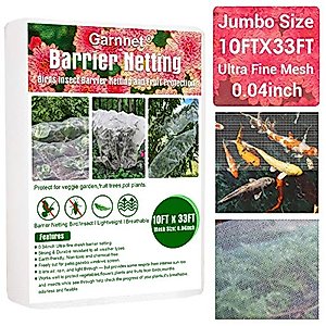 Garden Barrier Netting, 10ftx33ft Ultra Fine Mesh Netting Protection Screen Bird Net Plant Covers Row Cover Protect Plants Fruits Flowers Against Birds & Squirrels for Greenhouse Patio