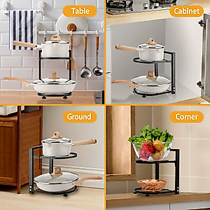 SUNDSGT Two-tier Pot and Pan Organizer for Cabinet,Adjustable Pot Organizer,Holds Heavy Pots and Cookware for Kitchen Counter and Cabinet