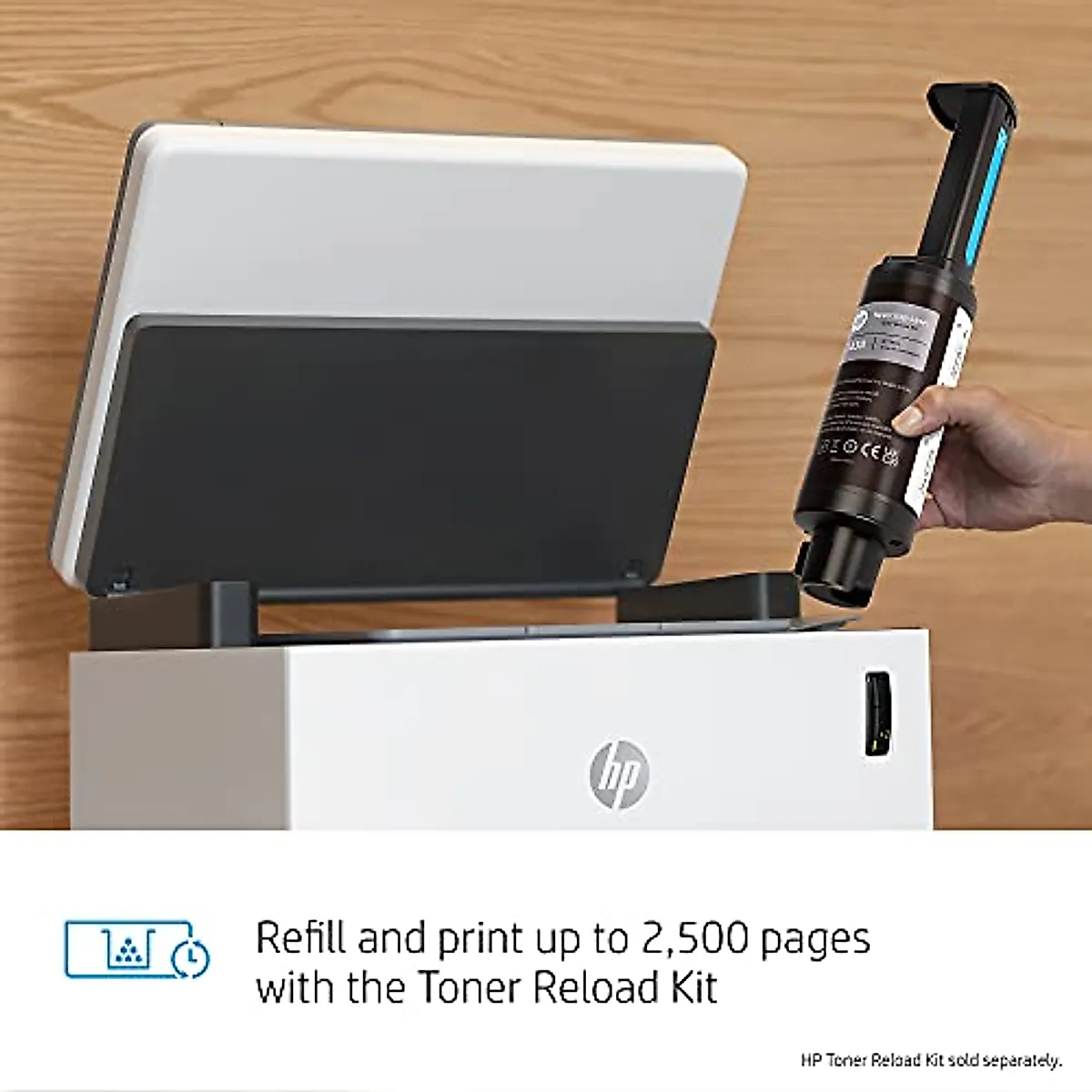 HP Neverstop Laser MFP 1202w Wireless Monochrome All-in-One Printer with cartridge-free toner tank, comes with up to 5,000 pages of toner in the box (5HG92A)